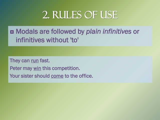 Modals or Defective verbs | PPTX