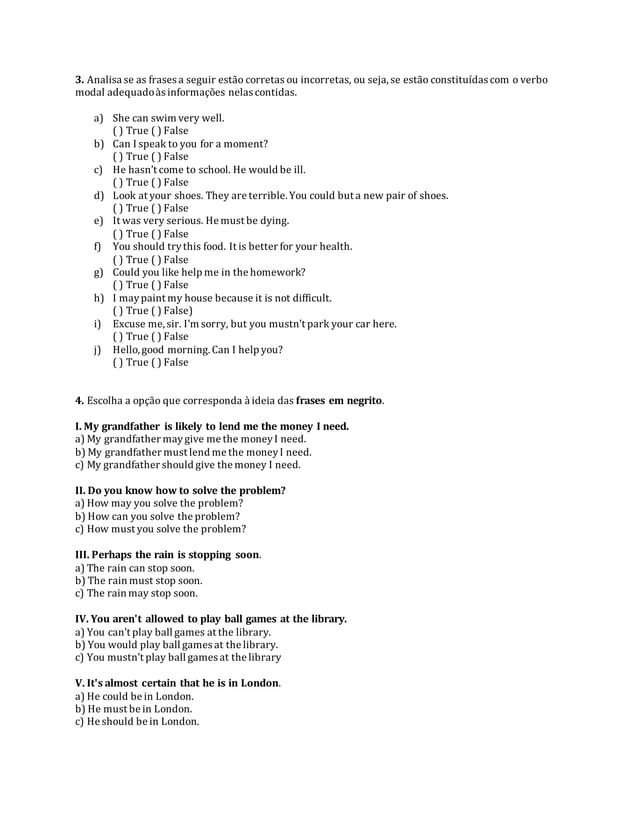 Modal verbs exercises | DOCX