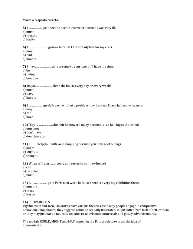 Modal verbs exercises | DOCX