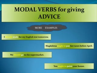 Modal verbs for giving advice | PPTX