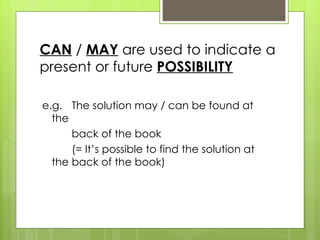 Modal verbs french dep. | PPT