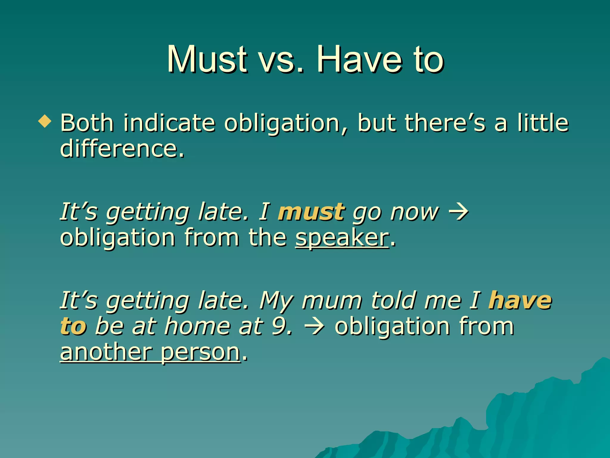 Modal verbs (i) must have to | PPT