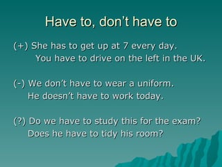 Modal verbs (i) must have to | PPT