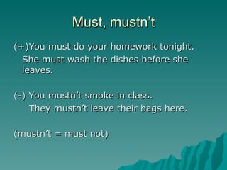 Modal verbs (i) must have to | PPT