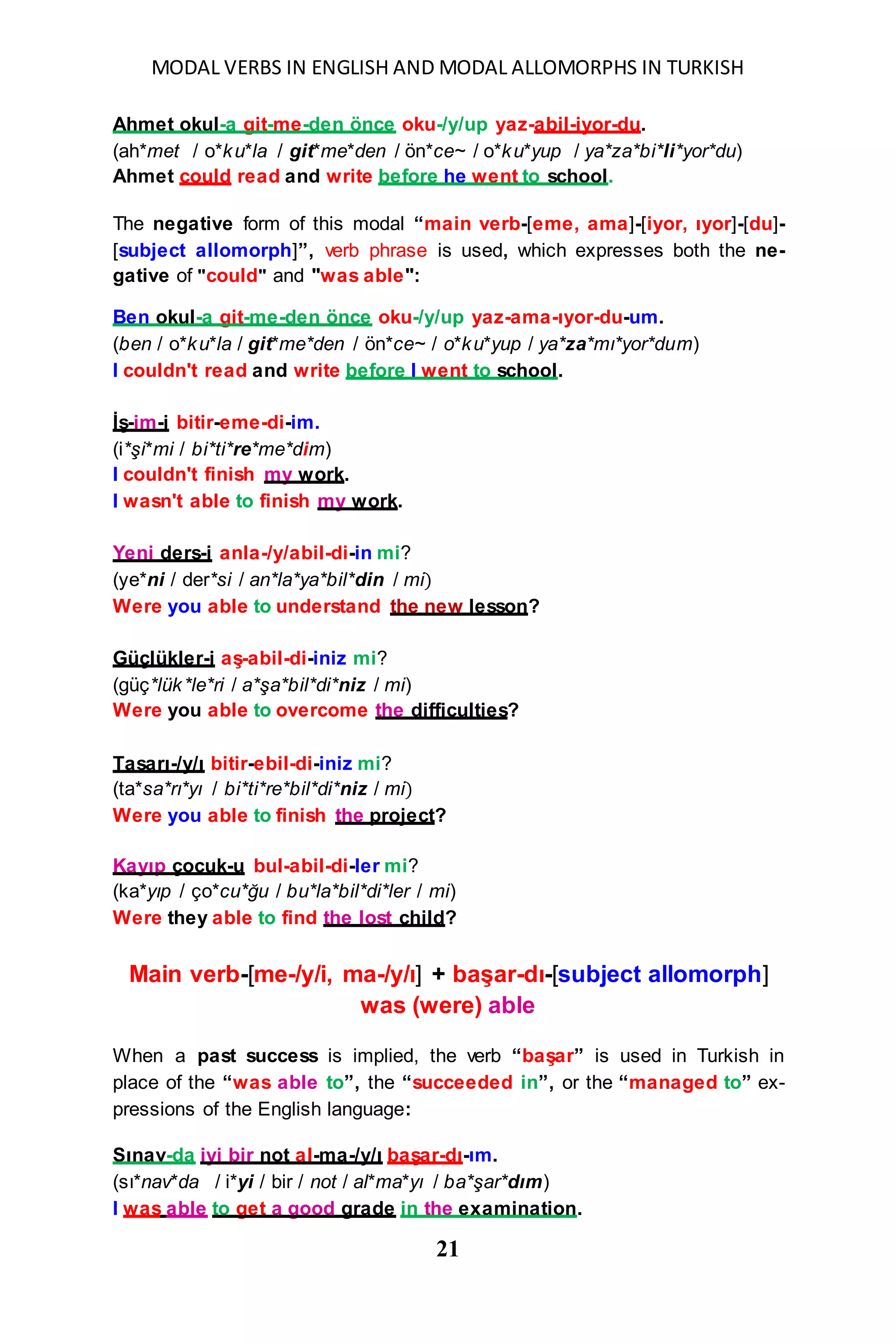 Modal verbs in english and modal allomorphs in turkish, yuksel goknel ...