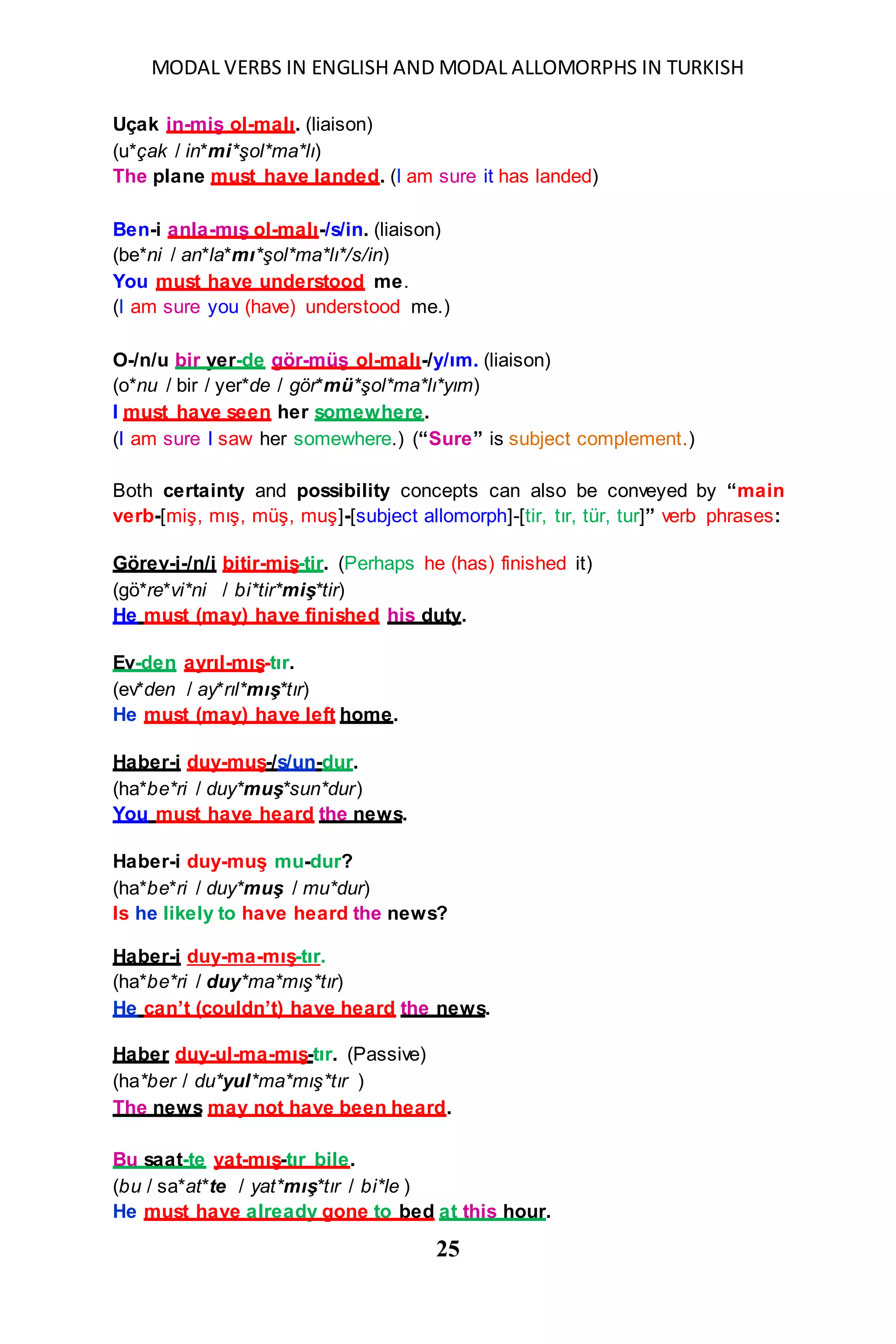 Modal verbs in english and modal allomorphs in turkish, yuksel goknel ...