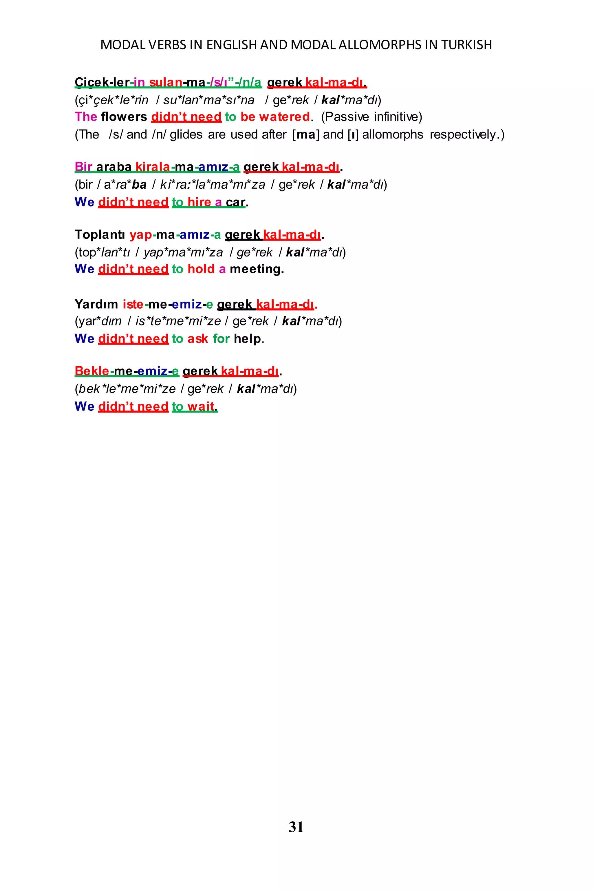 Modal verbs in english and modal allomorphs in turkish, yuksel goknel ...