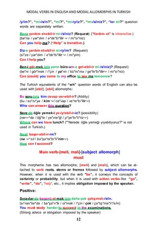 Modal verbs in english and modal allomorphs in turkish, yuksel goknel ...
