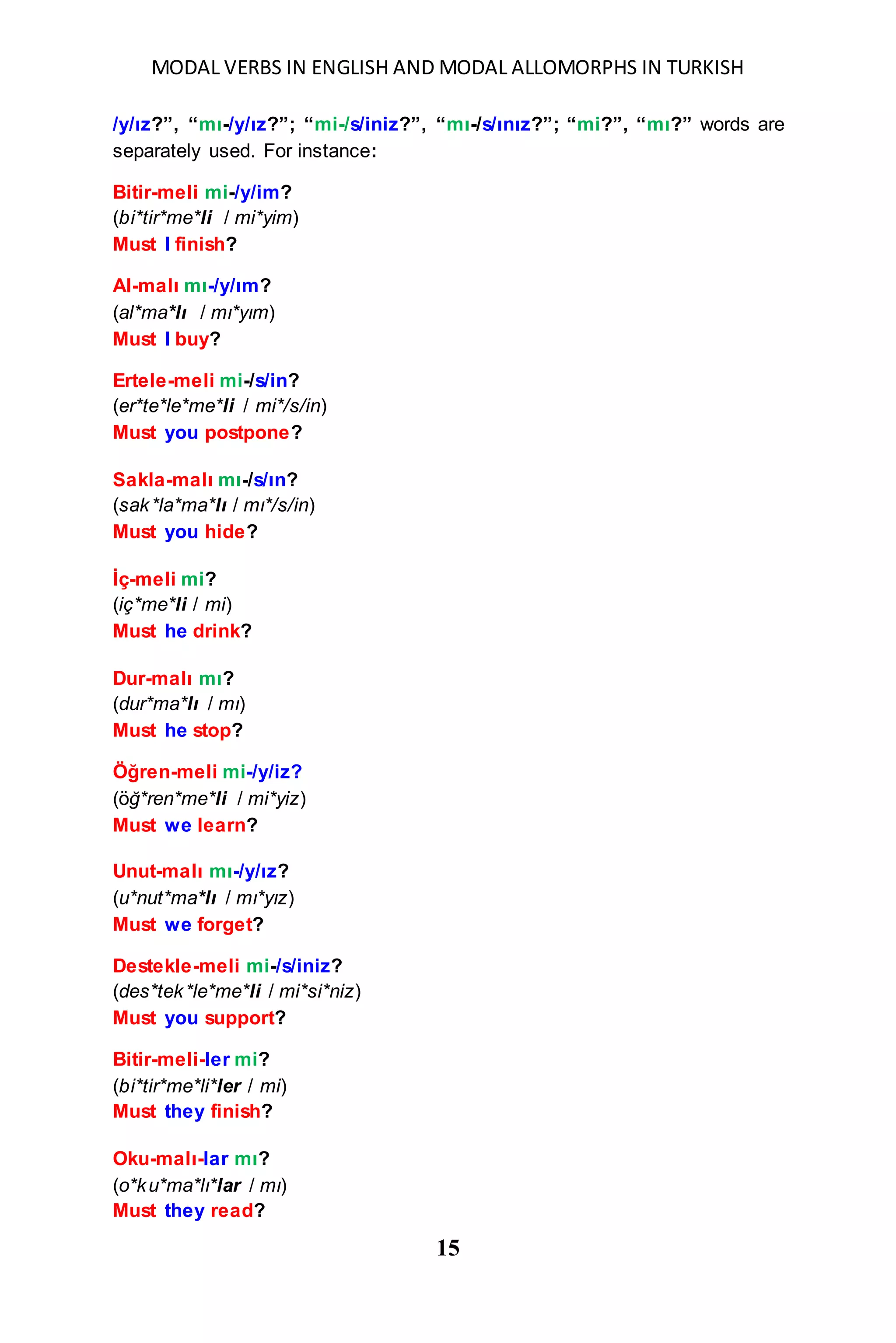 Modal verbs in english and modal allomorphs in turkish, yuksel goknel ...