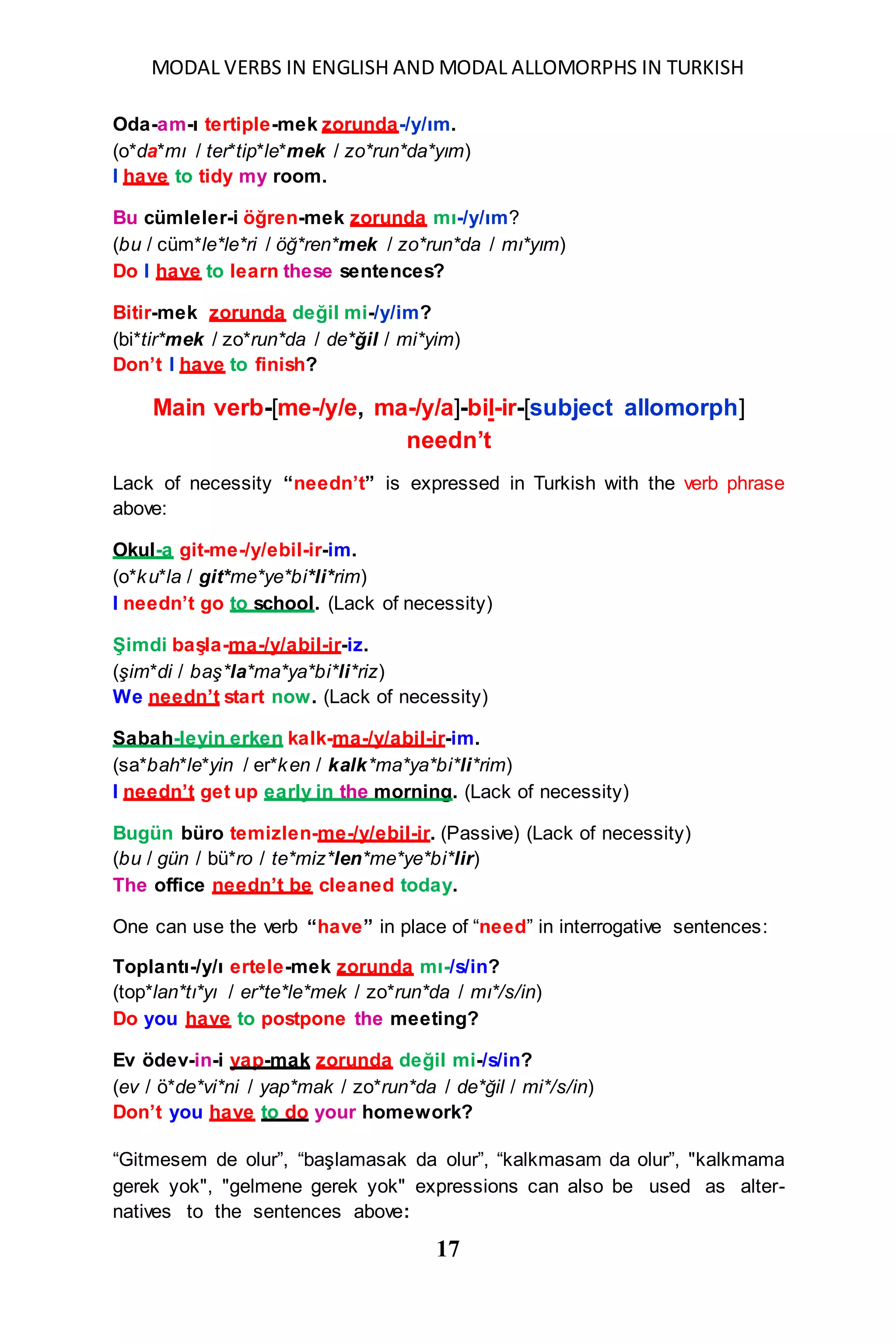 Modal verbs in english and modal allomorphs in turkish, yuksel goknel ...