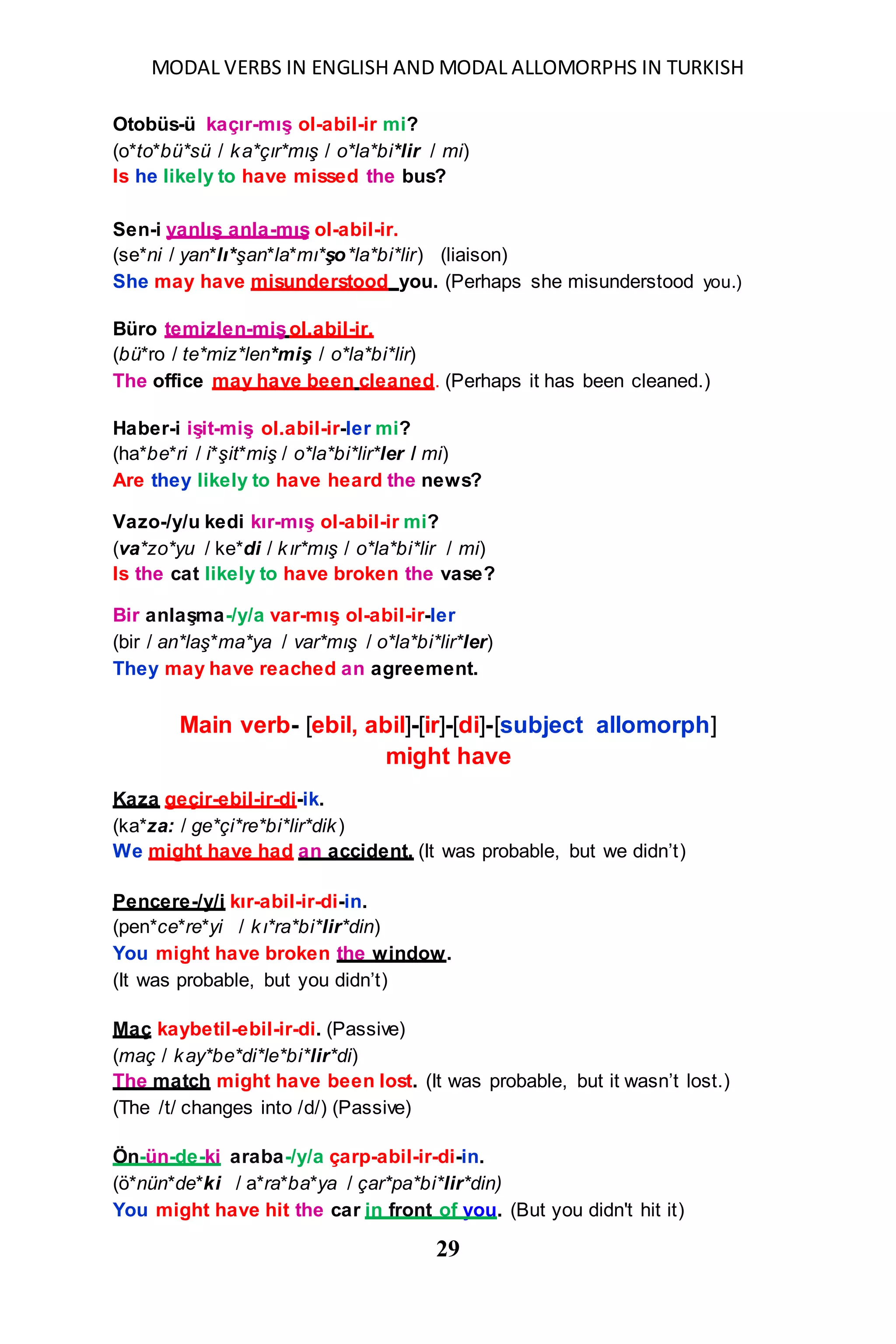 Modal verbs in english and modal allomorphs in turkish, yuksel goknel ...