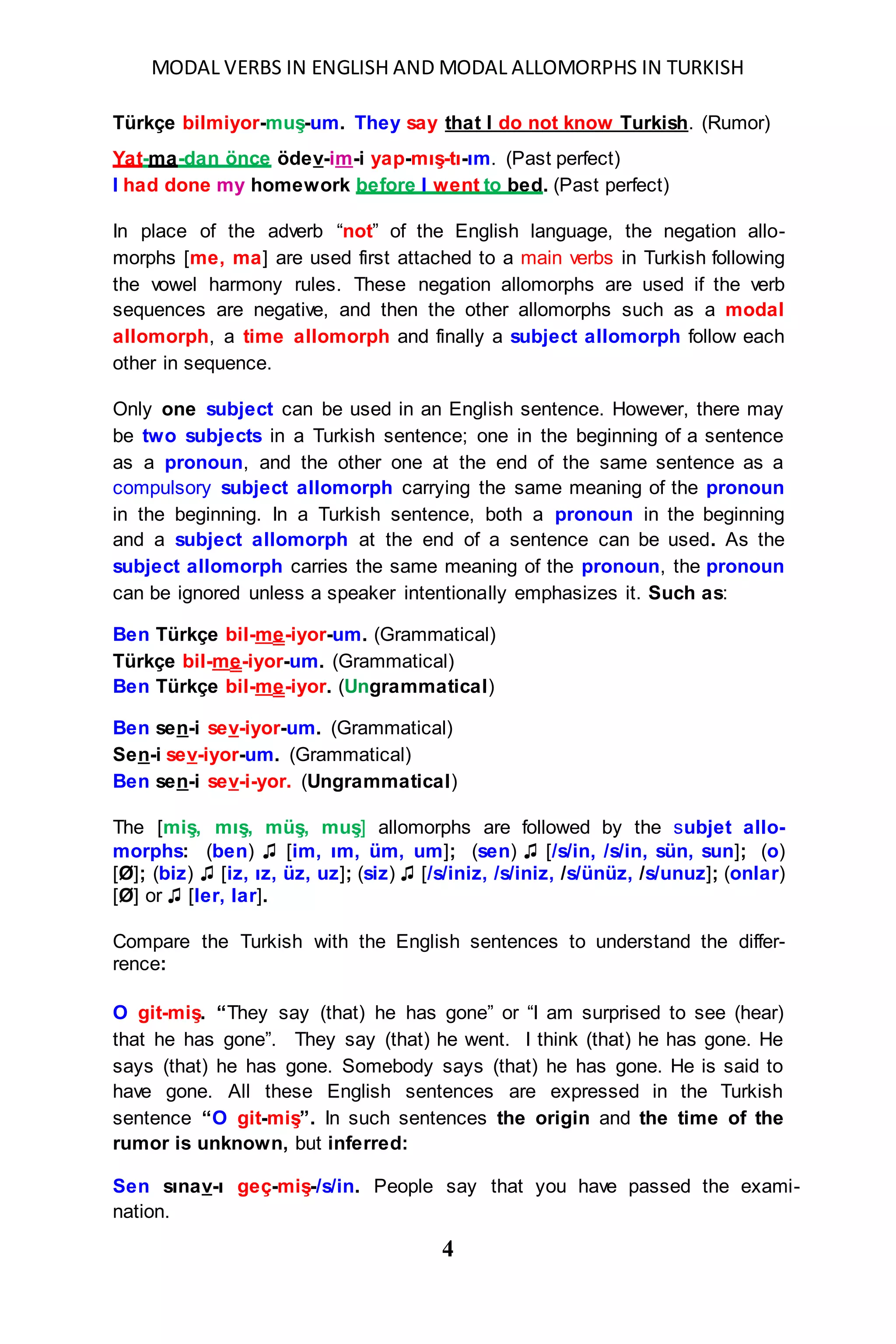 Modal verbs in english and modal allomorphs in turkish, yuksel goknel ...