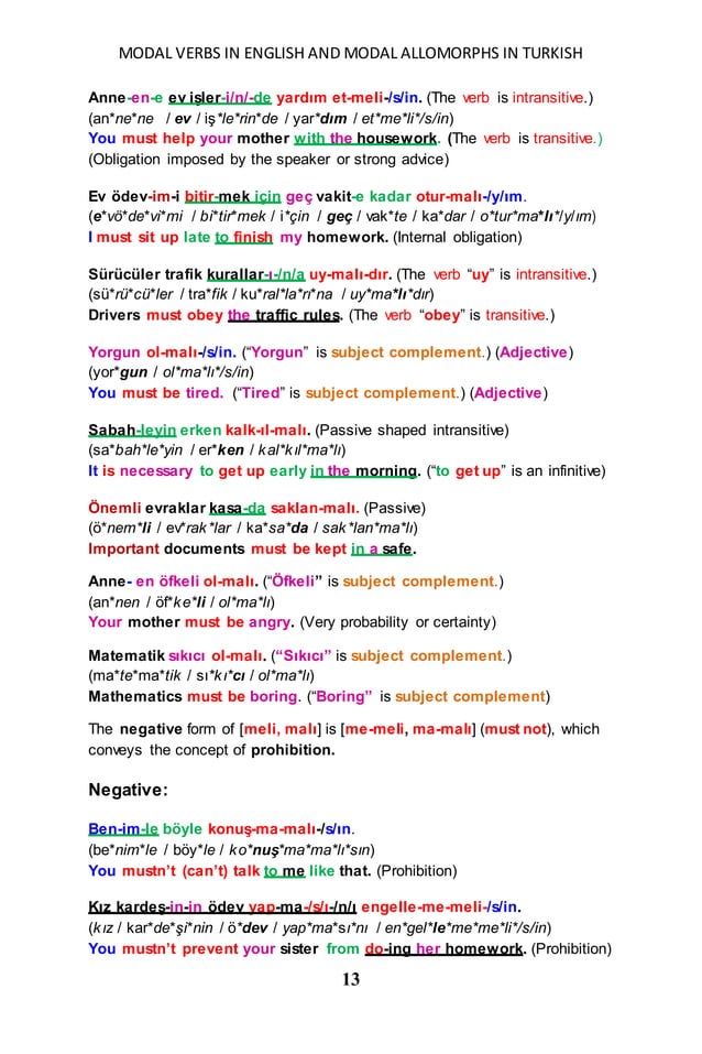 Modal verbs in english and modal allomorphs in turkish, yuksel goknel ...