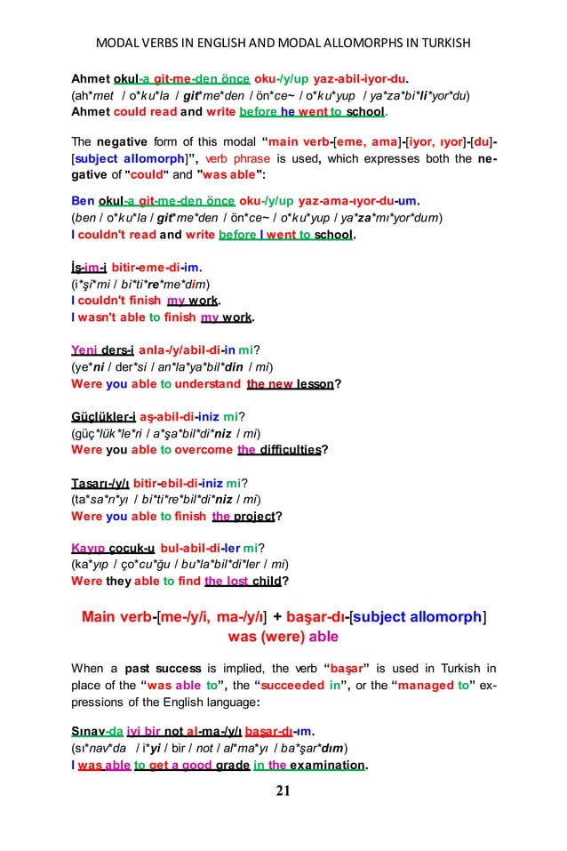 Modal verbs in english and modal allomorphs in turkish, yuksel goknel ...
