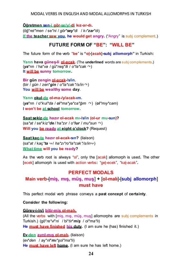 Modal verbs in english and modal allomorphs in turkish, yuksel goknel ...
