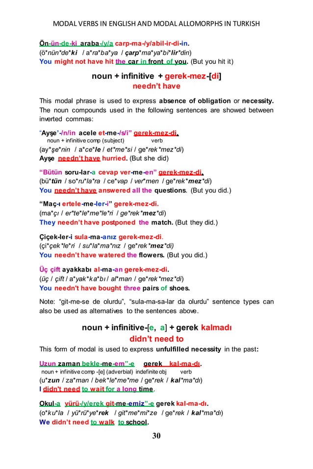 Modal verbs in english and modal allomorphs in turkish, yuksel goknel ...
