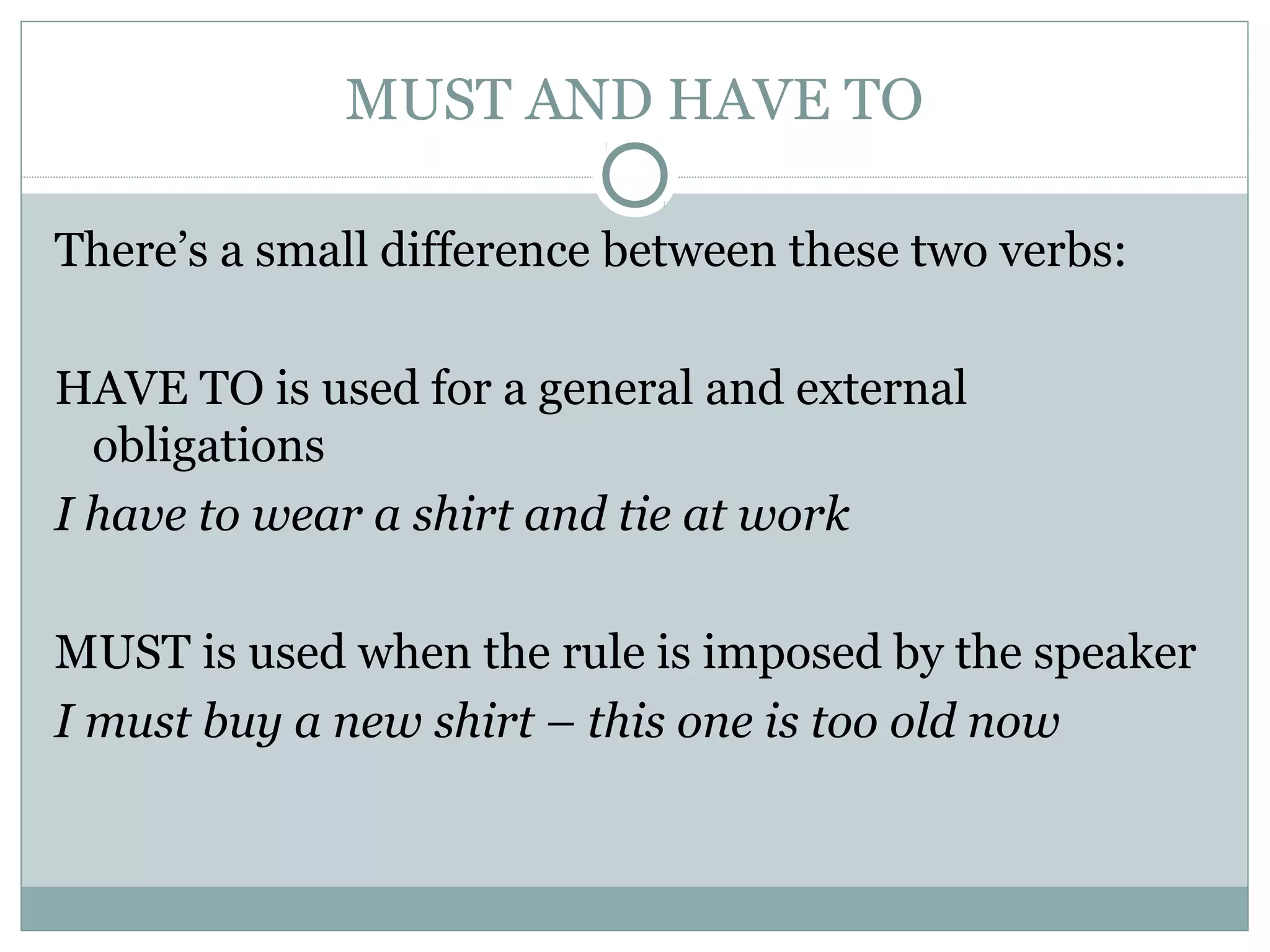 Modal verbs obligation advice | PPT