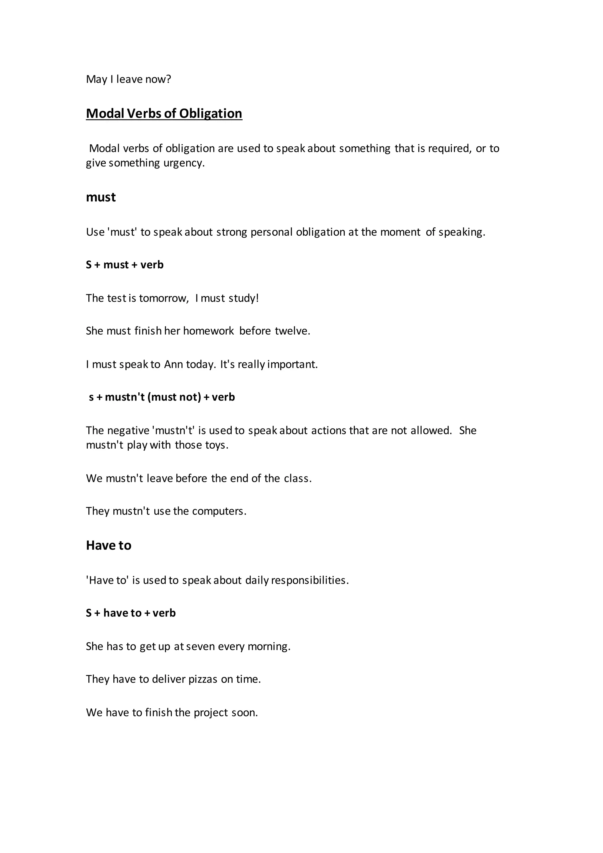 Modal verbs of advice | DOC