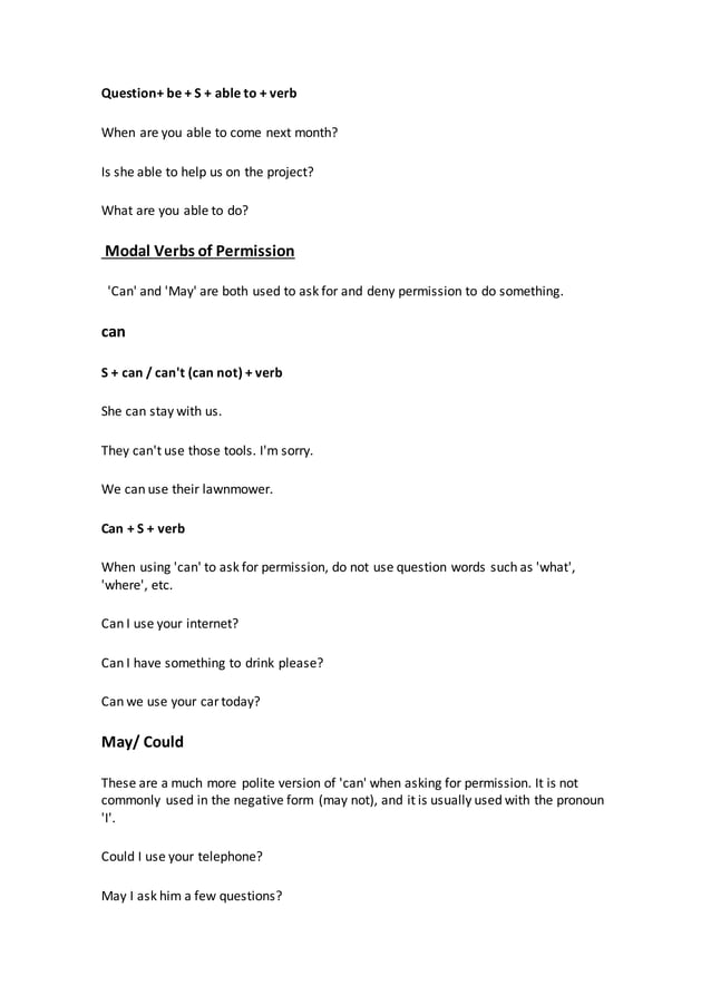 Modal verbs of advice | DOC