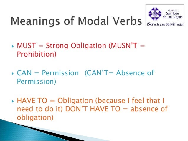 Modal verbs of obligation, permission, prohibition