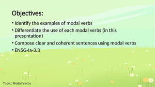 Modal Verbs PowerPoint for English for Grade 5 | PPTX