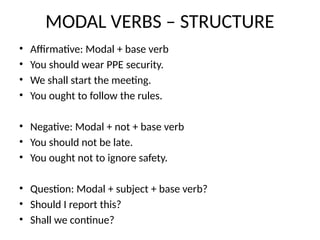 Modal verbs ROMMEL.pptx meaning time should shall ought to | PPTX