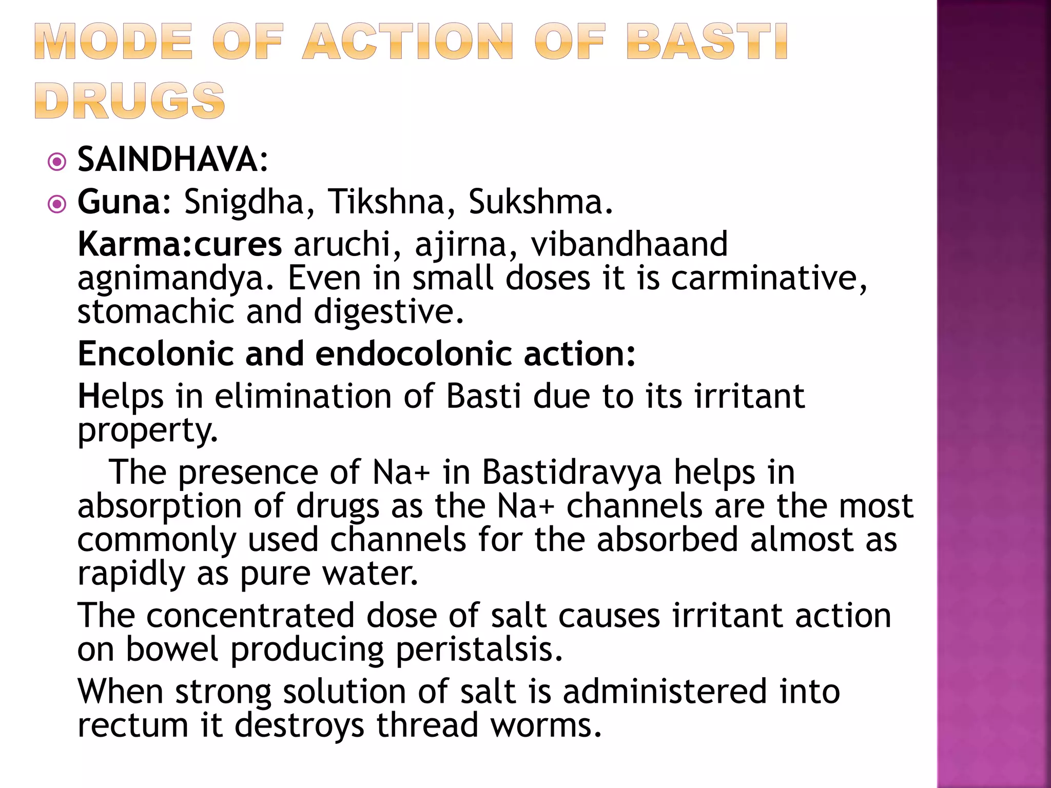 MODE OF ACTION OF BASTI KARMA | PPTX