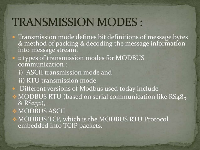 Modbus protocol | PPTX