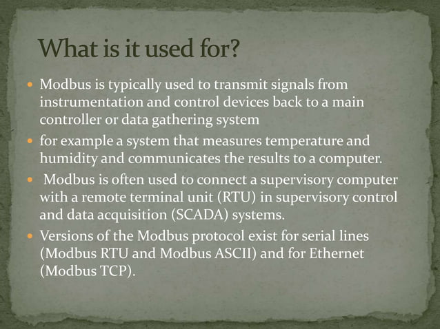 Modbus protocol | PPTX