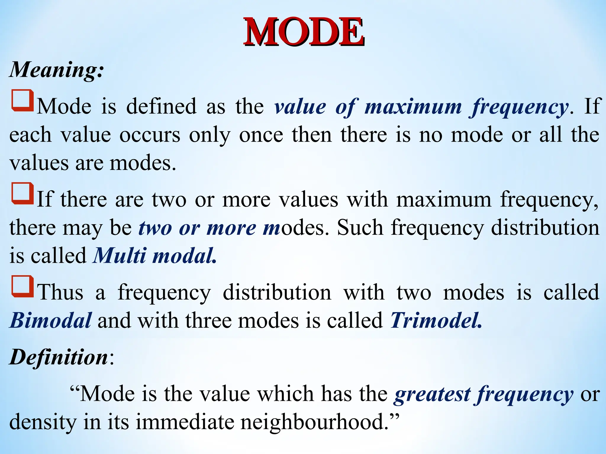 Statistics- mode-Grouping and analysis method | PPT