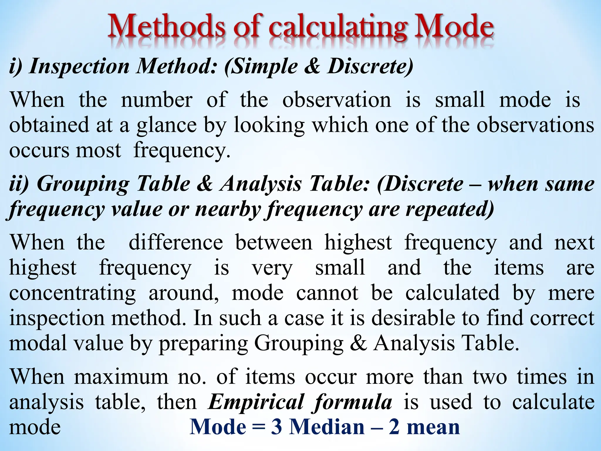 Statistics- mode-Grouping and analysis method | PPT