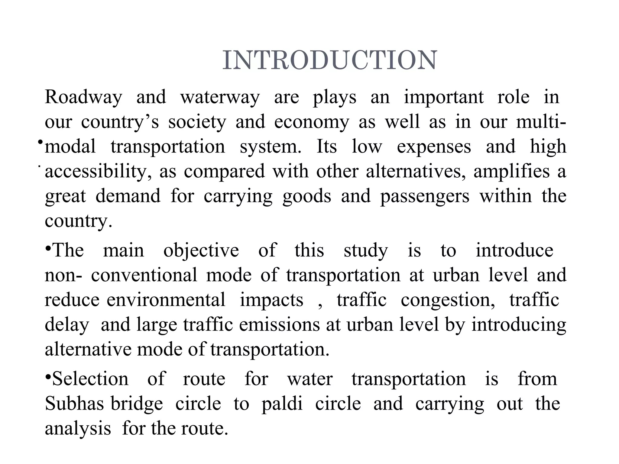 Mode choice between roadway and waterway | PPT