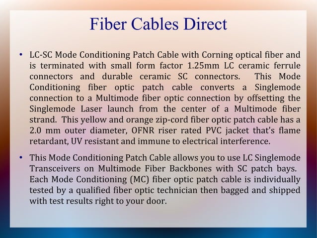Mode Conditioning Cables | PDF