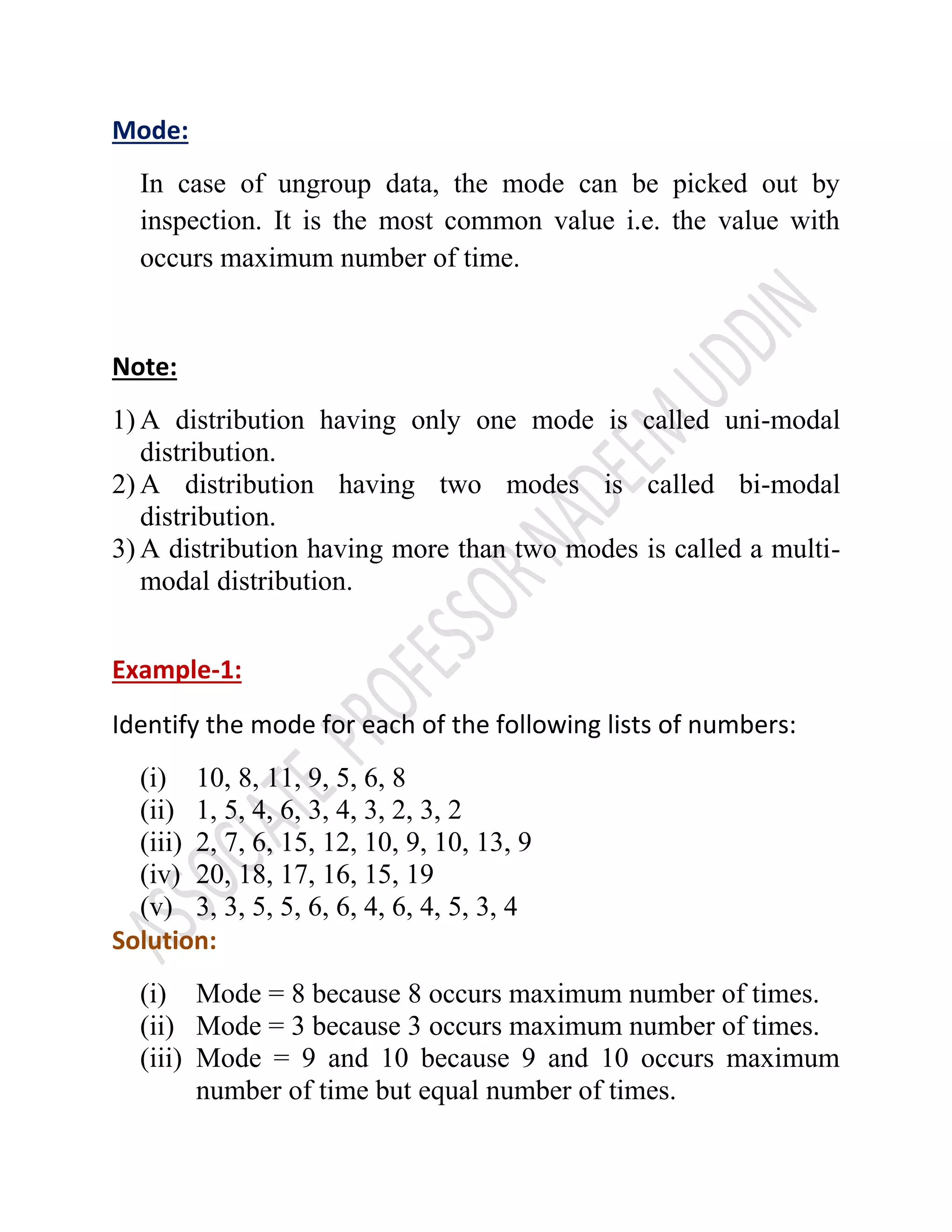 Mode in statistics | PDF