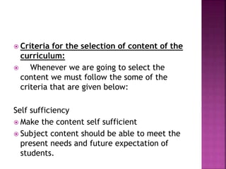 CRITERIA FOR THE SELECTION OF CONTENT | PPTX