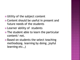 CRITERIA FOR THE SELECTION OF CONTENT | PPTX