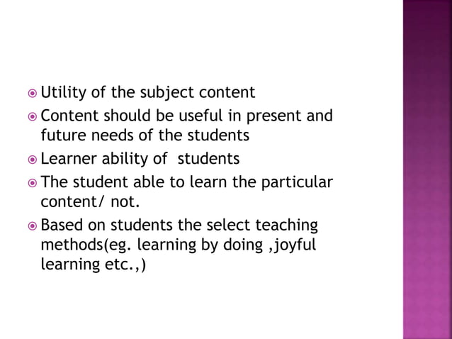 CRITERIA FOR THE SELECTION OF CONTENT | PPTX | Educational Assessment ...