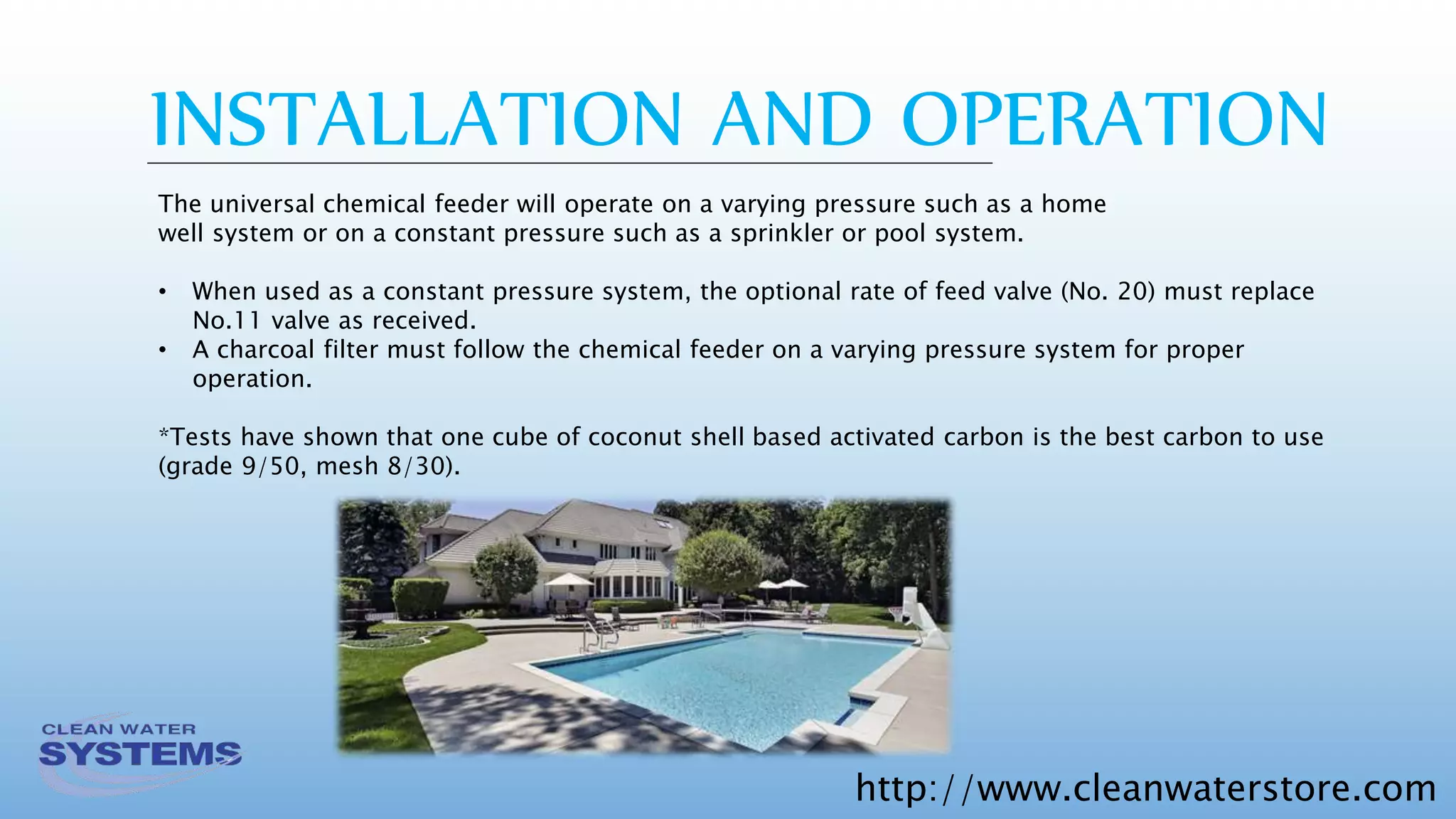 Dry Pellet Chlorinator In-Line Chlorinator Model 400 Installation Guide ...