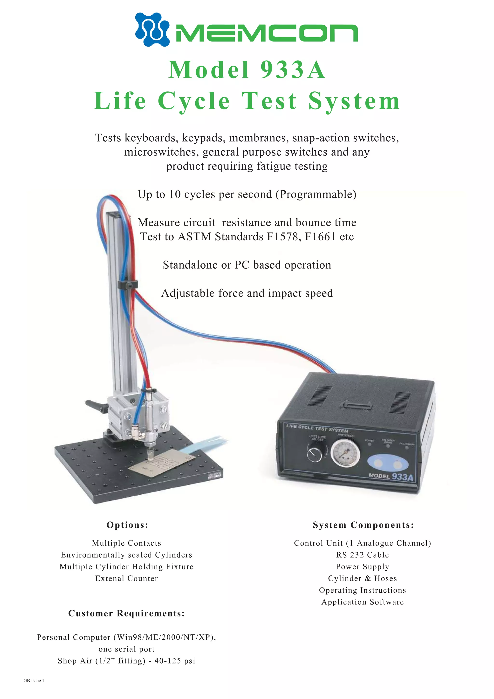 Memcon Model 933 a-life-cycle-test-system | PDF