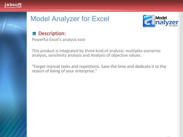 Model Analyzer For Excel | PPT