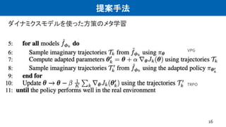 [DL輪読会]Model-Based Reinforcement Learning via Meta-Policy Optimization | PPT