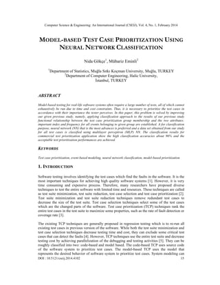 Model based test case prioritization using neural network ...