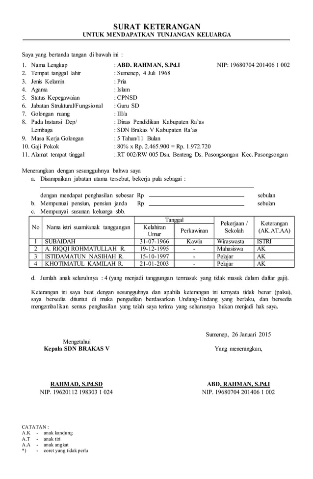 Contoh Model-C CPNS/PNS | PDF