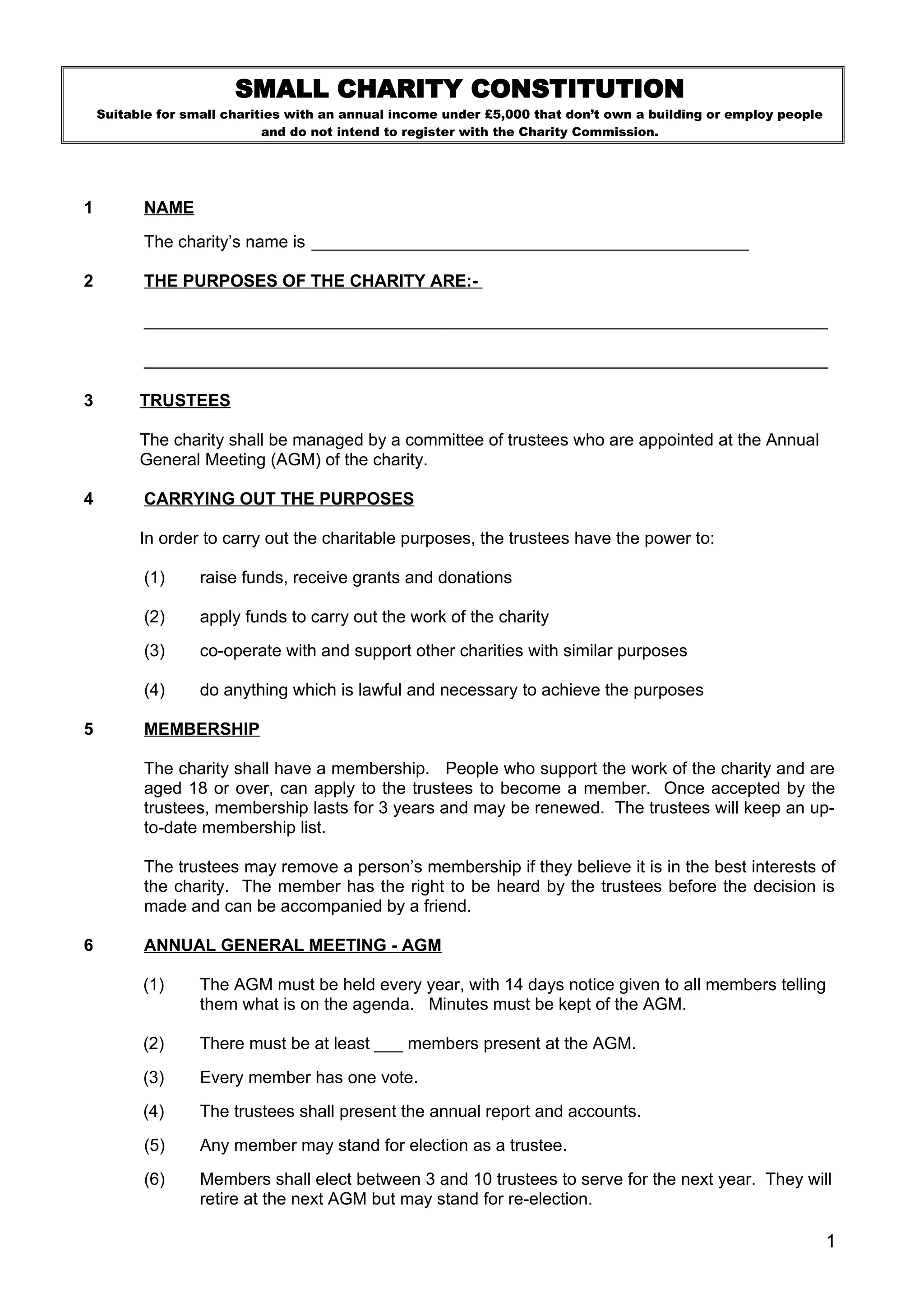 model constitution for charities and community groups | DOCX