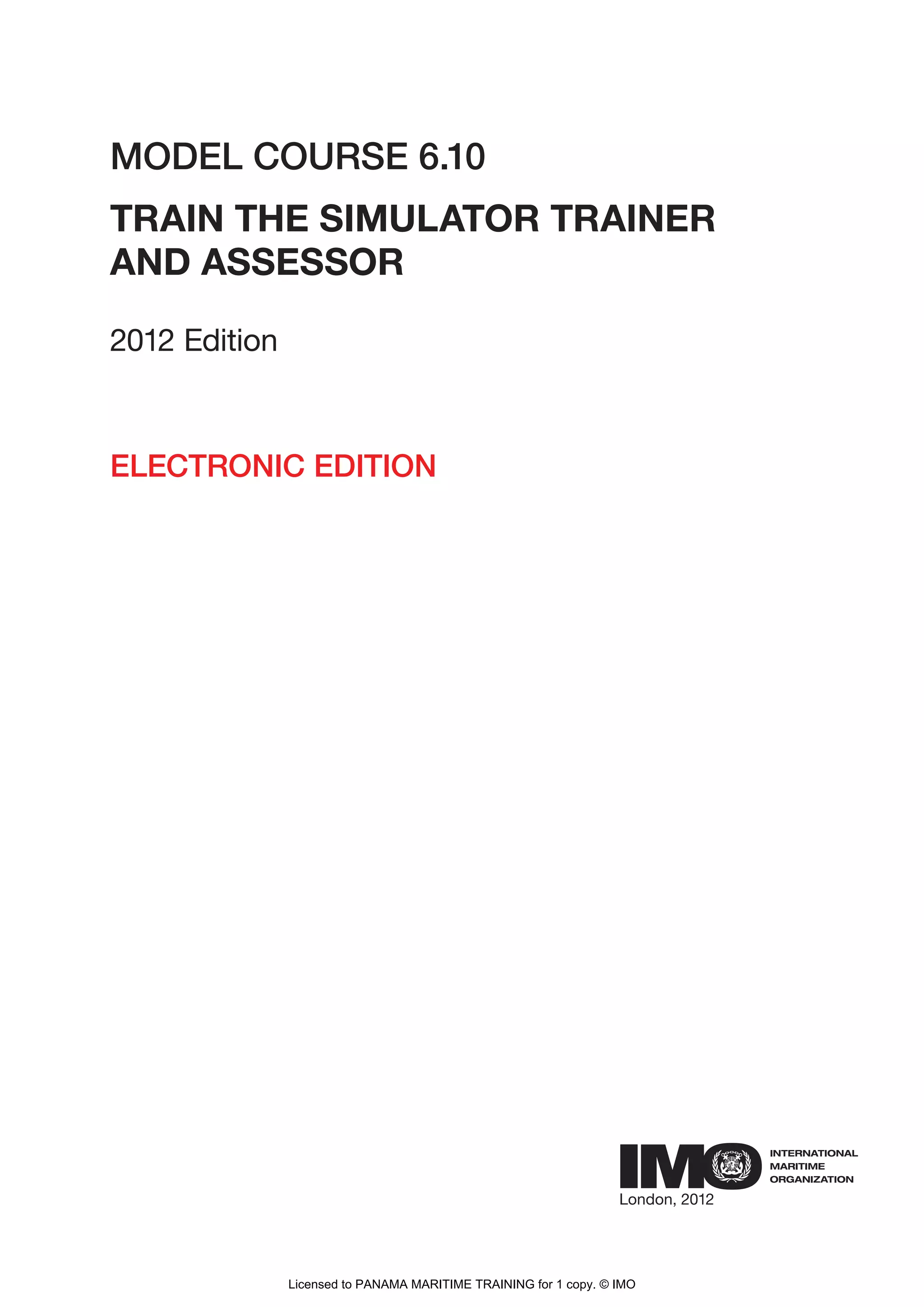 IMO Model Course 6.10 Edition 2012 | PDF