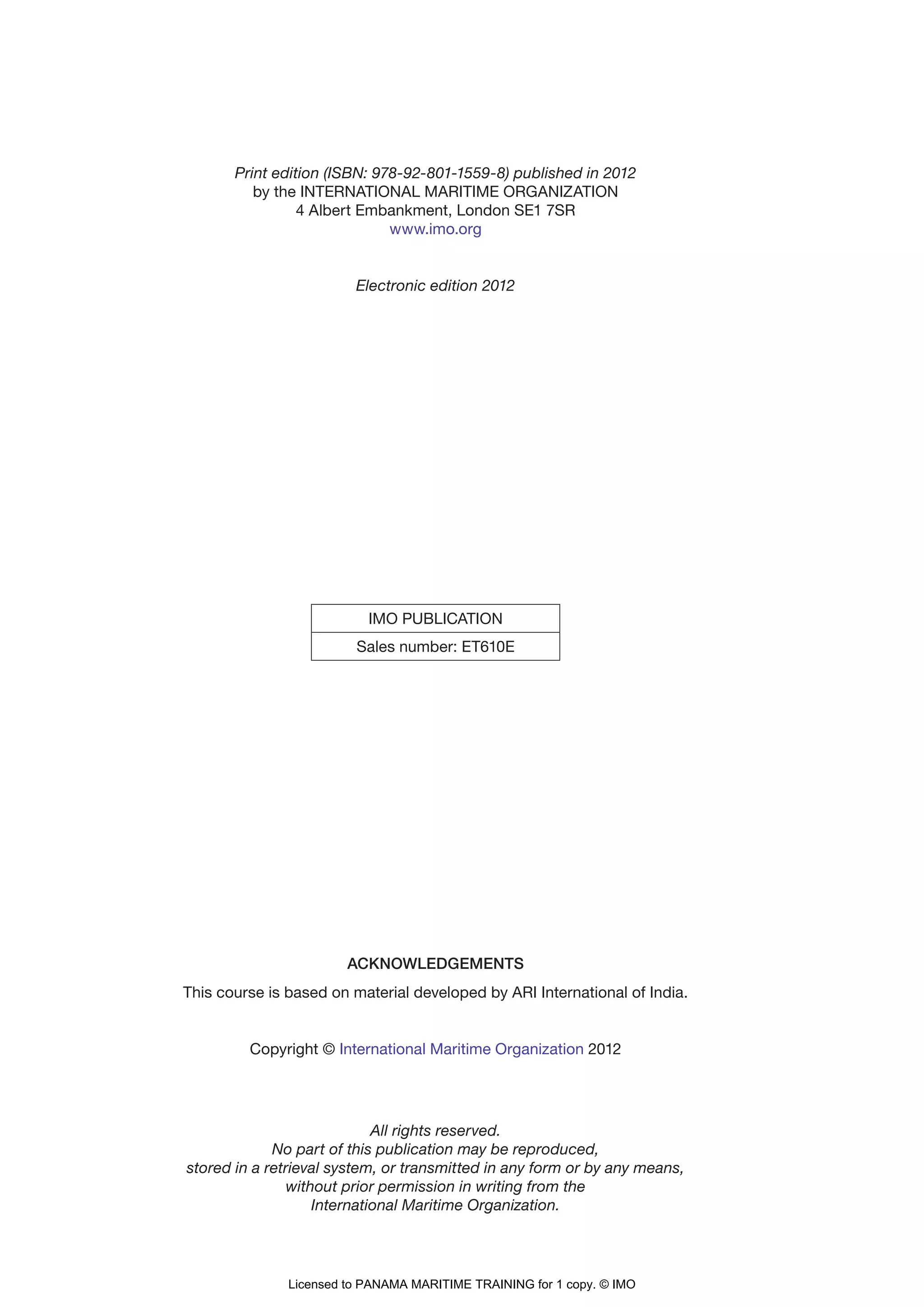 IMO Model Course 6.10 Edition 2012 | PDF