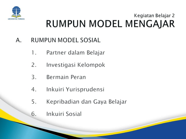Model model belajar dan rumpun model mengajar by dewinta susanti | PPT