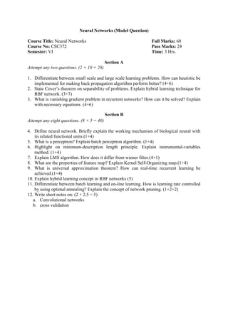 Model questions-b.sc .csit-6th-sem | PDF