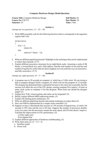 Model questions-b.sc .csit-6th-sem | PDF