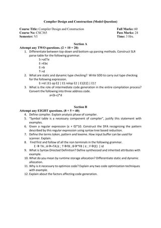 Model questions-b.sc .csit-6th-sem | PDF